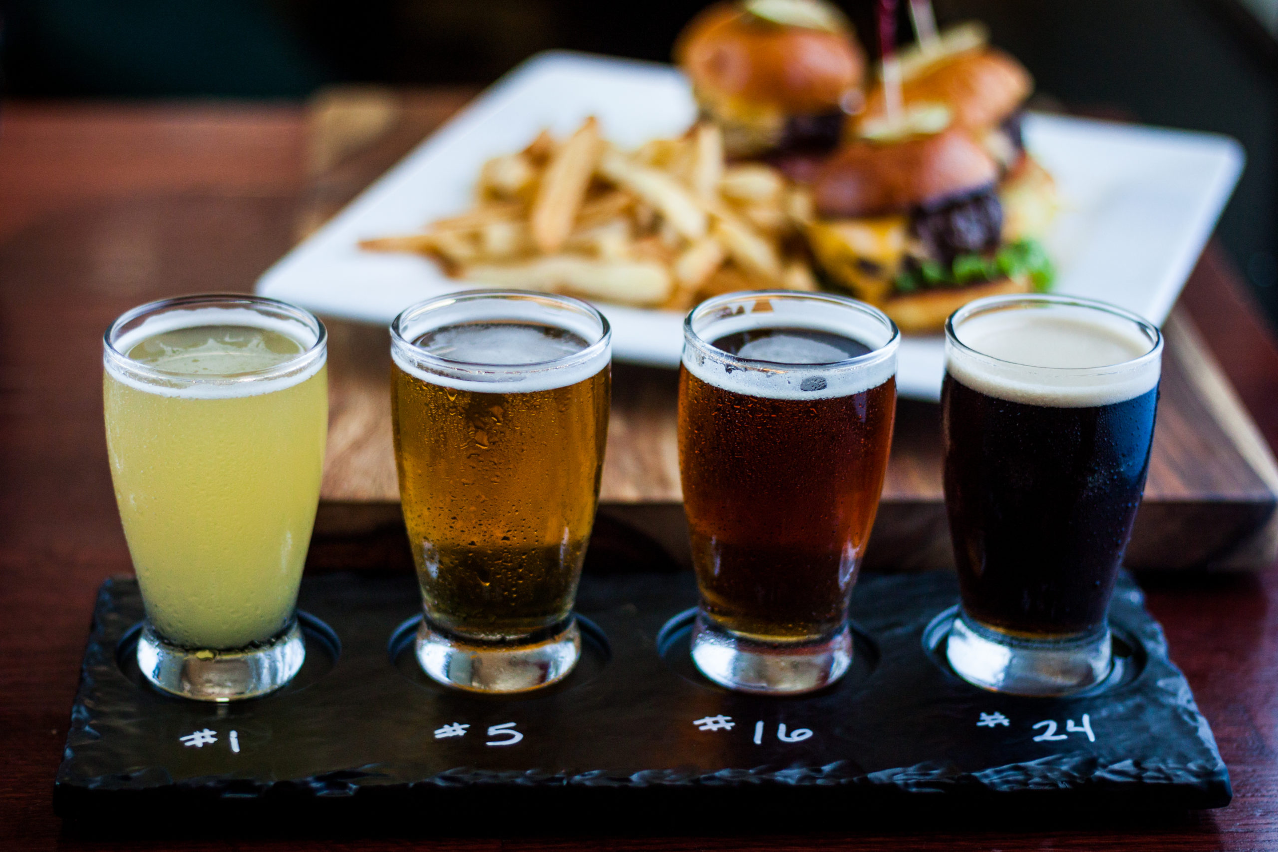 Draft Beer Flight and Sliders with Fries – Severna Park Taphouse